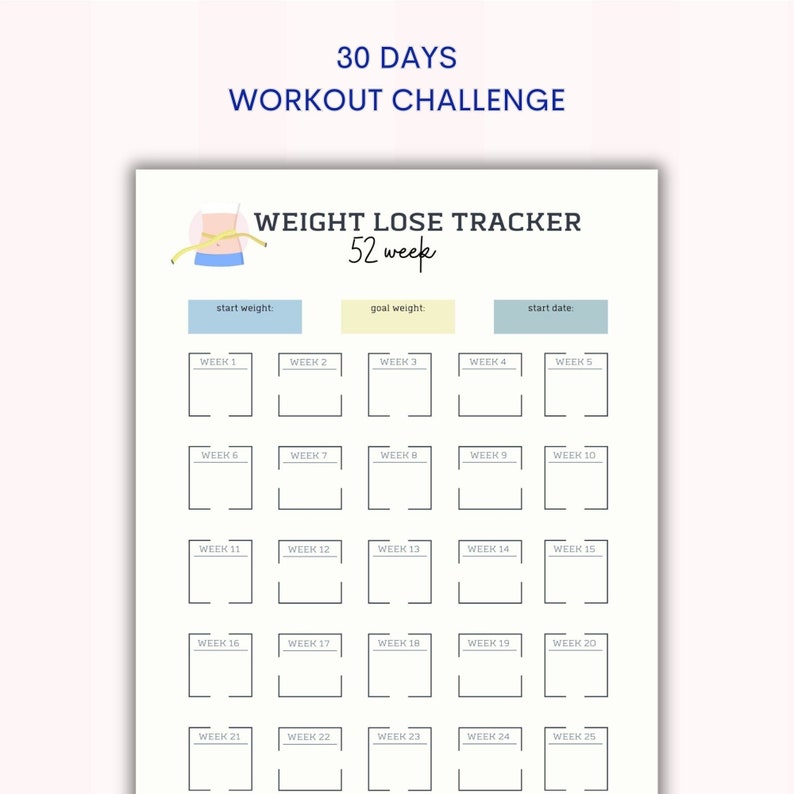 Weight Lose Tracker | 52 Weeks | Weekly Weight Lose | Weight Management ...