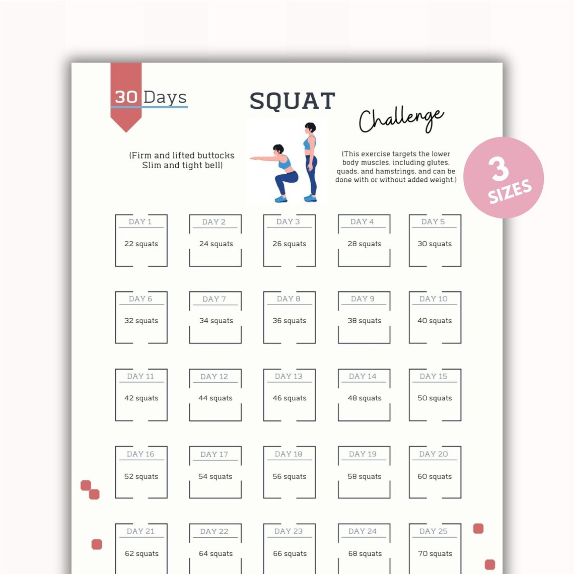 30 Day Squat Challenge | Butt Lift | Strengthen Lower Body | Home ...