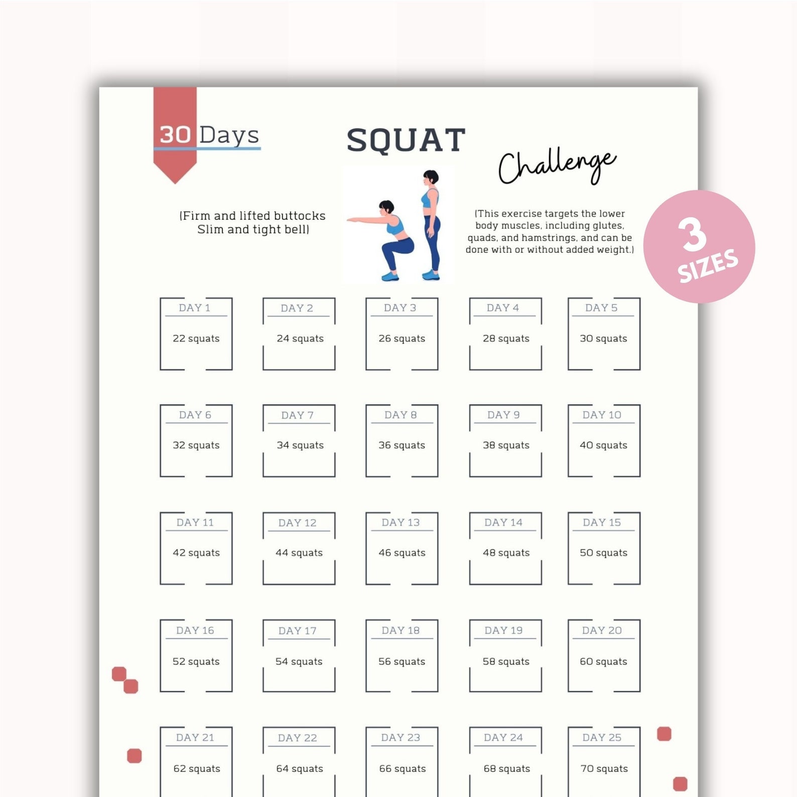 30 Day Squat Challenge | Butt Lift | Strengthen Lower Body | Home ...