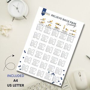 30 Day Relieve Back Pain Challenge Digital Workout Guide Workout Planner Body Building Tracker ...