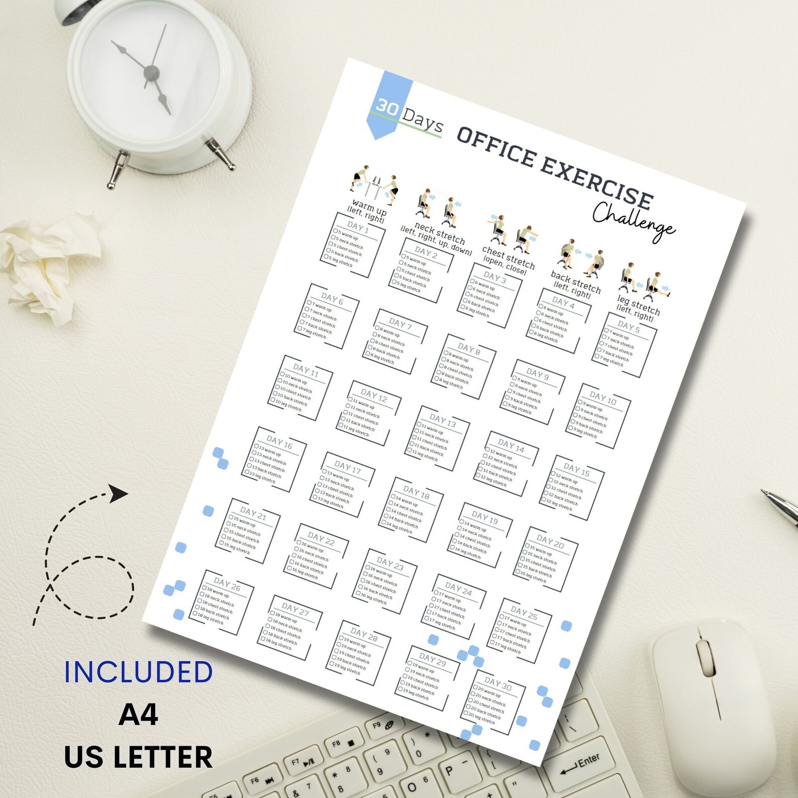 30 Day Office Exercise Challenge Should Neck Exercise desk Yoga Office ...