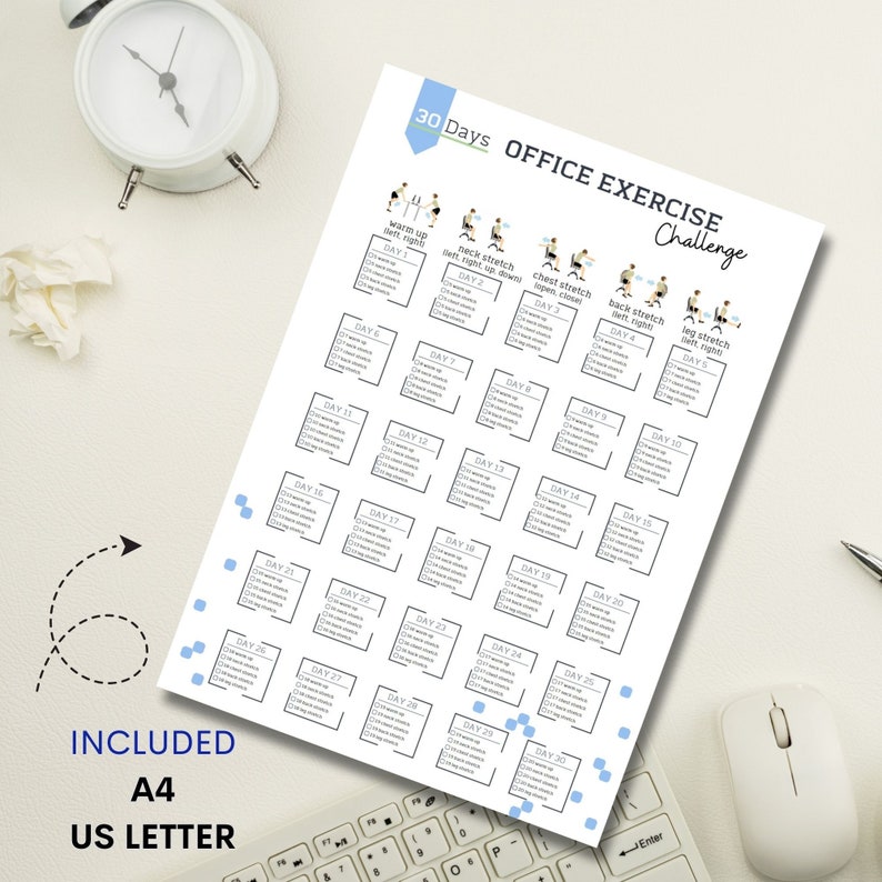 30 Day Office Exercise Challenge Should Neck Exercise desk Yoga Office ...