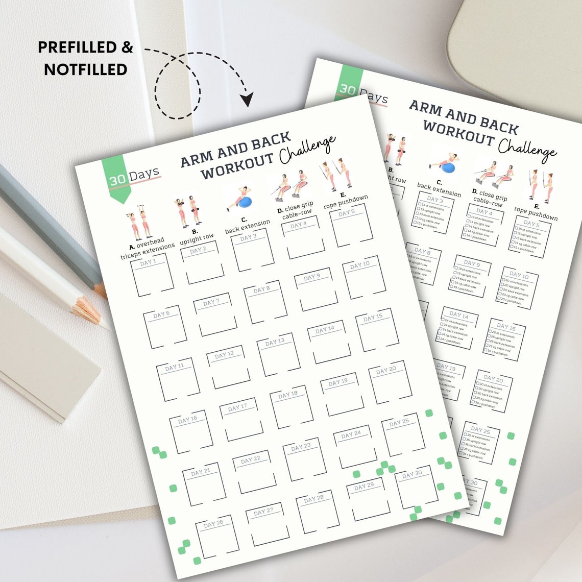 30 Day Arm and Back Workout Challenge Weight Lose Bodybuilding Tracker ...