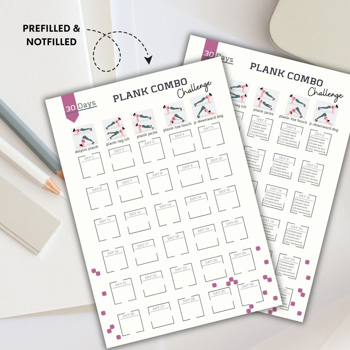 30 Day Plank Combo Challenge | Home Workout | Digital Fitness Tracker ...