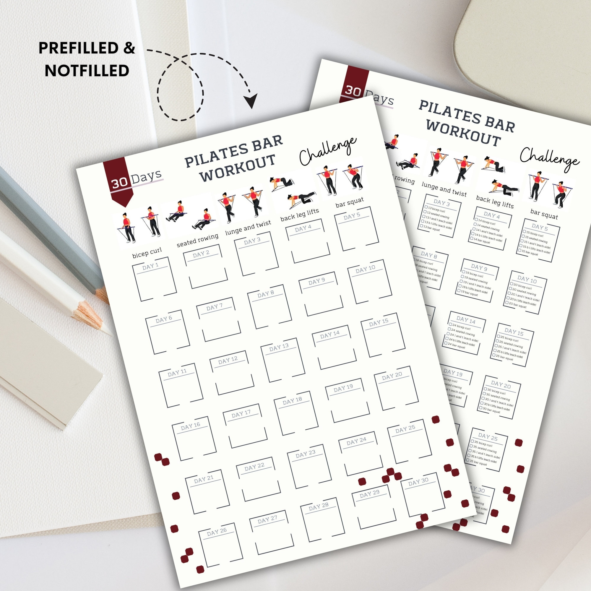 30 Day Pilates Bar Workout Challenge | Pilates Exercise| Pilates ...
