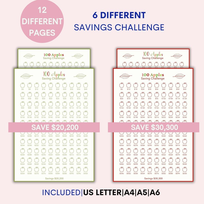 Colored Saving Challenge Bundle Saving Bundle 5050 Saving - Etsy