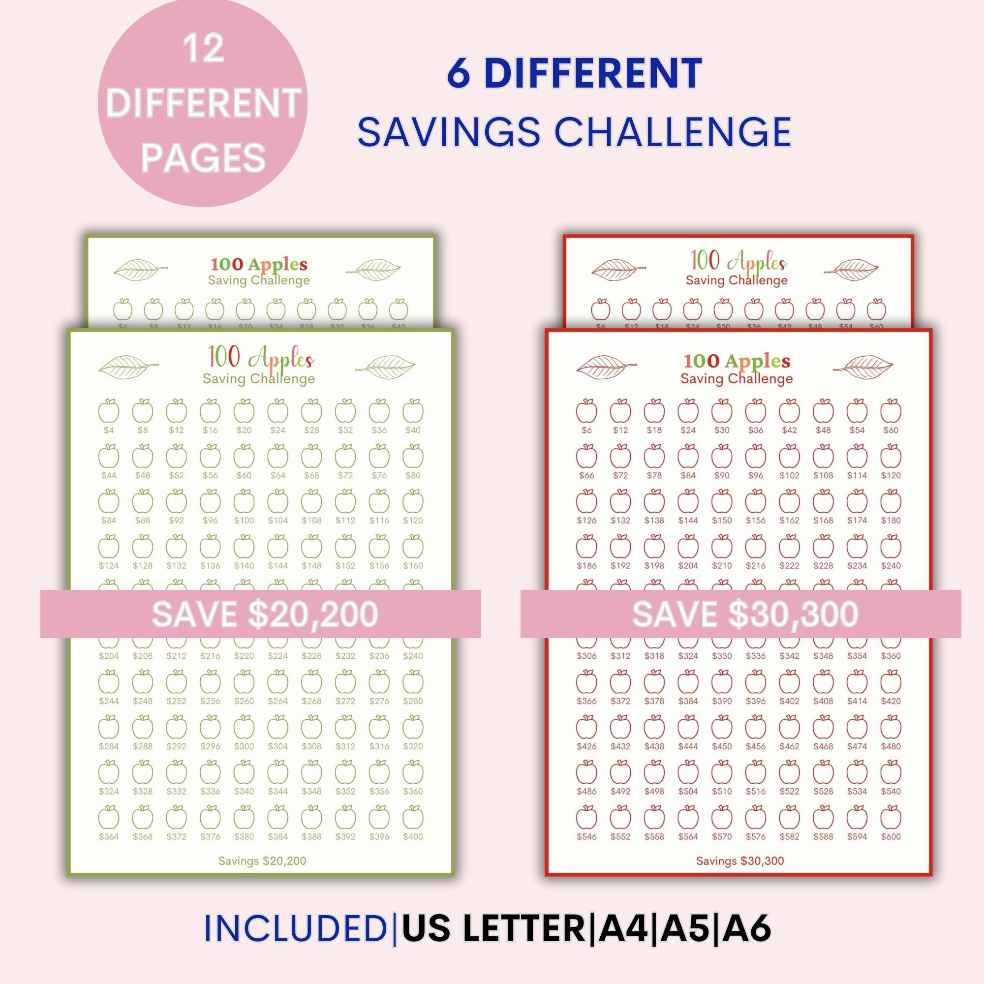 Colored Saving Challenge Bundle Saving Bundle 5050 Saving - Etsy
