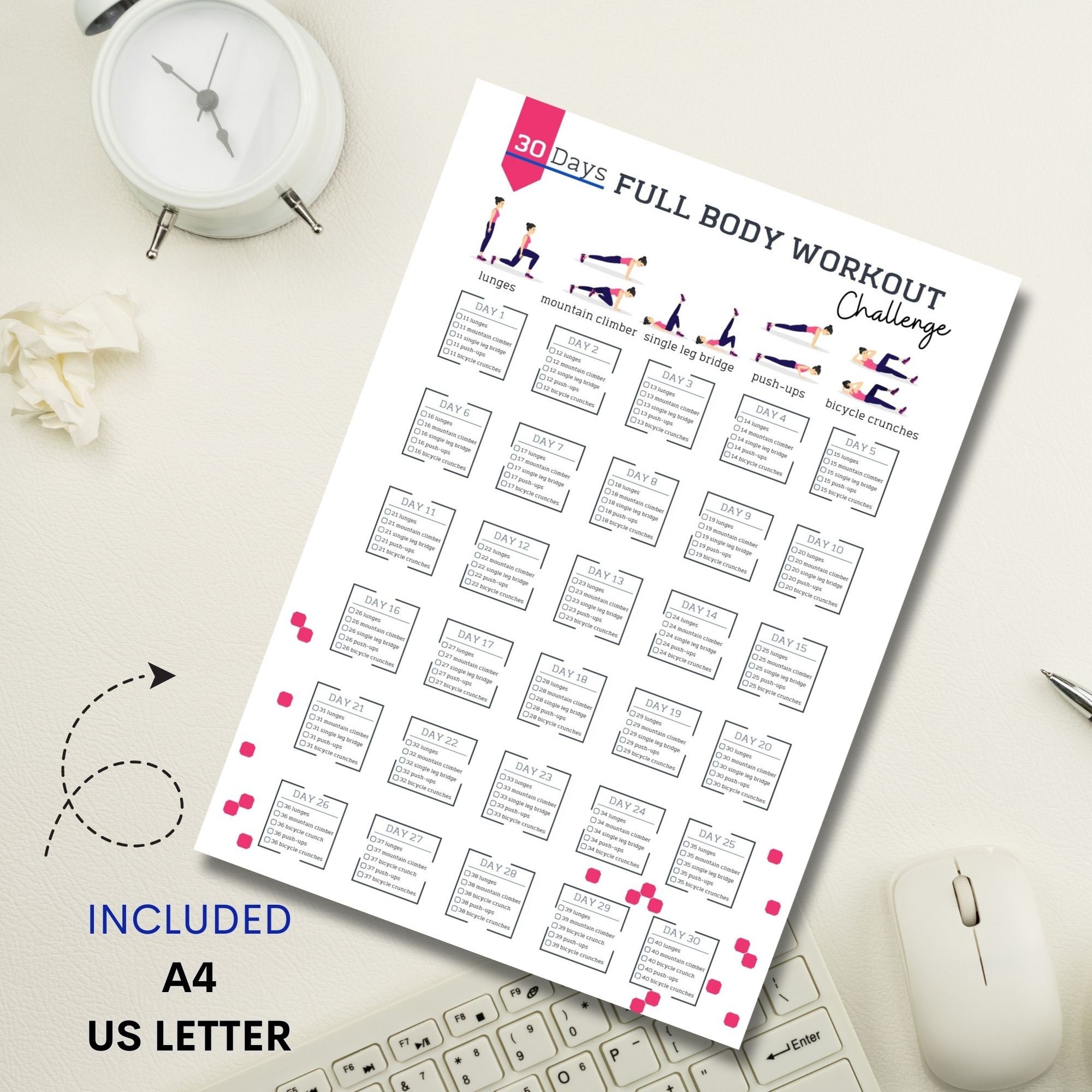 30 Day Full Body Workout Challenge Women House Workout - Etsy