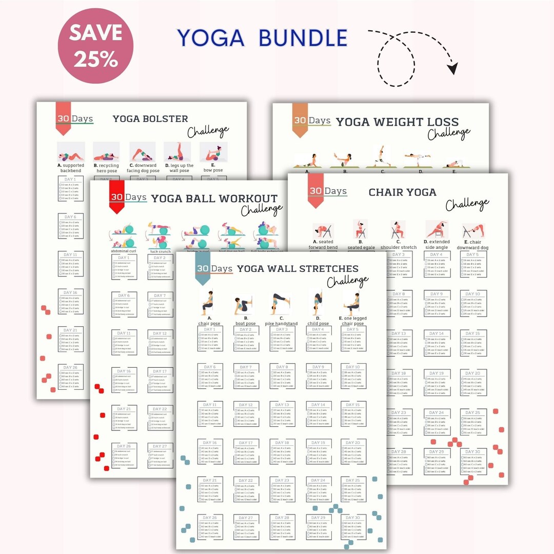 30 Day Yoga Bundle | 30 Day Challenge Tacker | Yoga Habit Forming | at ...