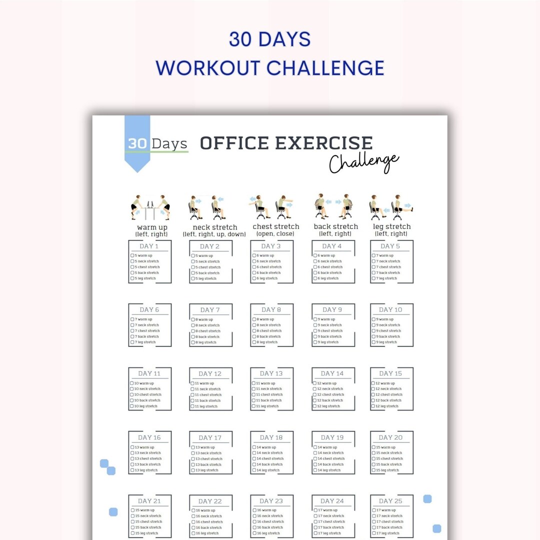 30 Day Office Exercise Challenge Should Neck Exercise desk Yoga Office ...