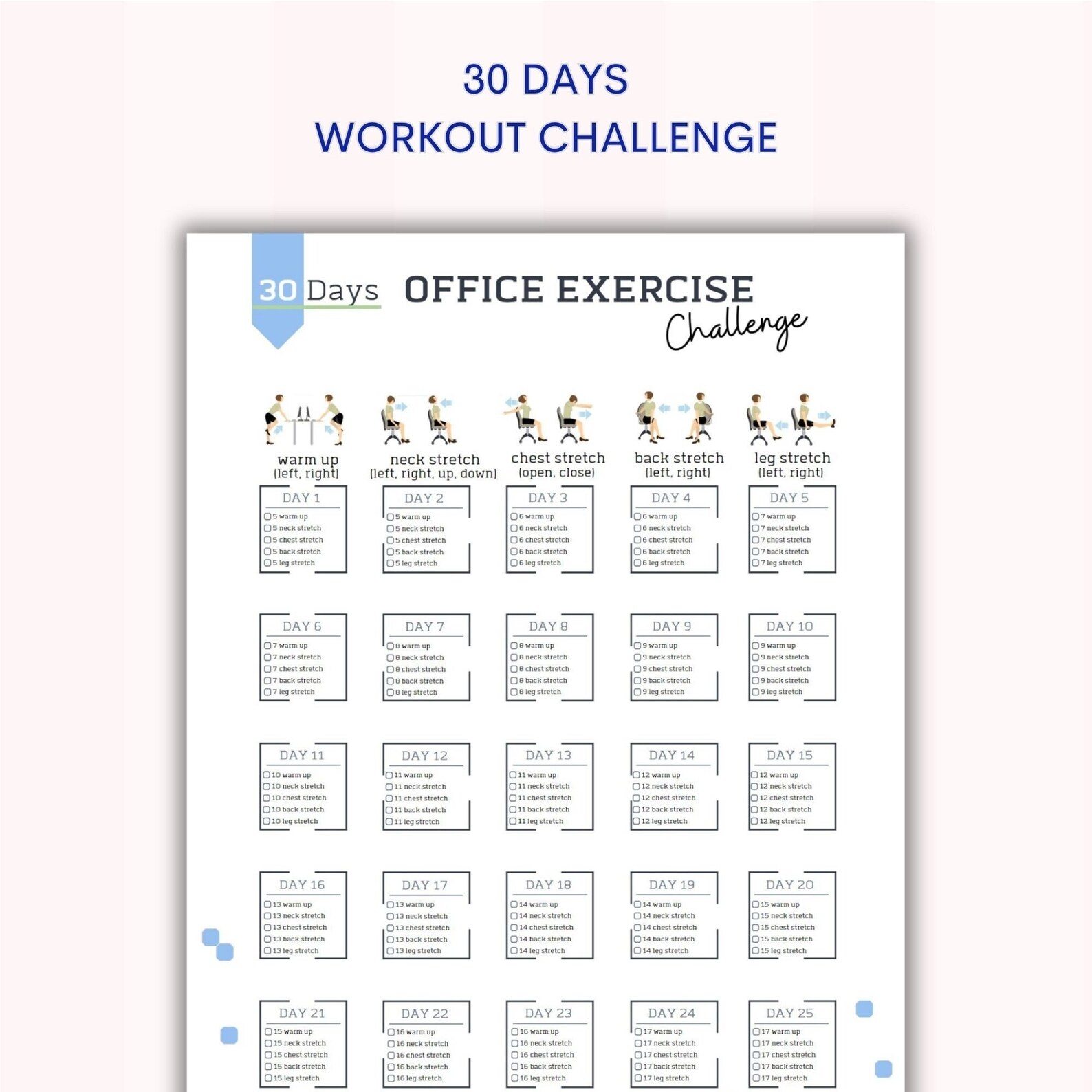 30 Day Office Exercise Challenge Should Neck Exercise desk Yoga Office ...