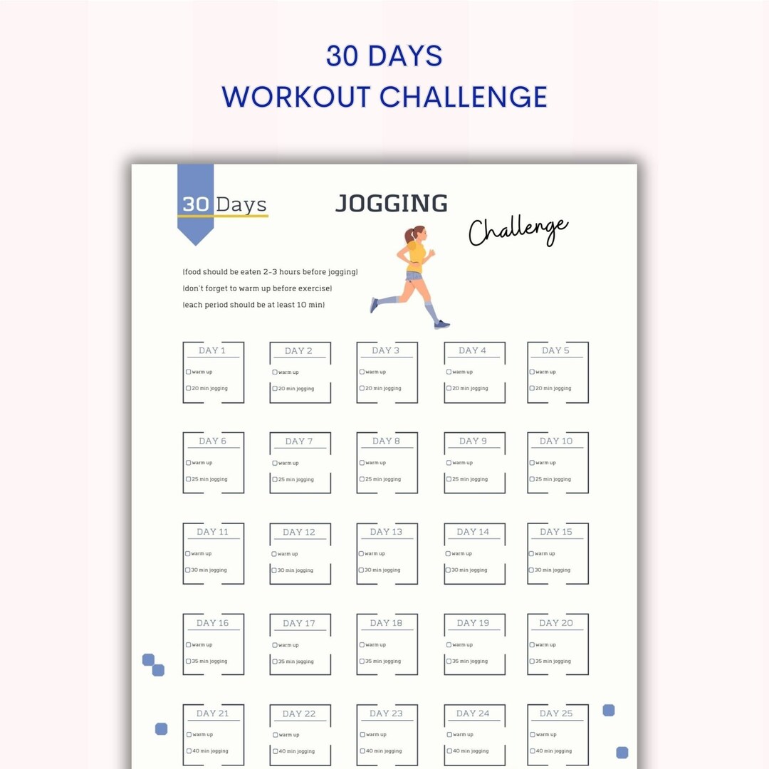 30 Day Jogging Challenge | Home Workout | Fitness Planner | Tracker ...