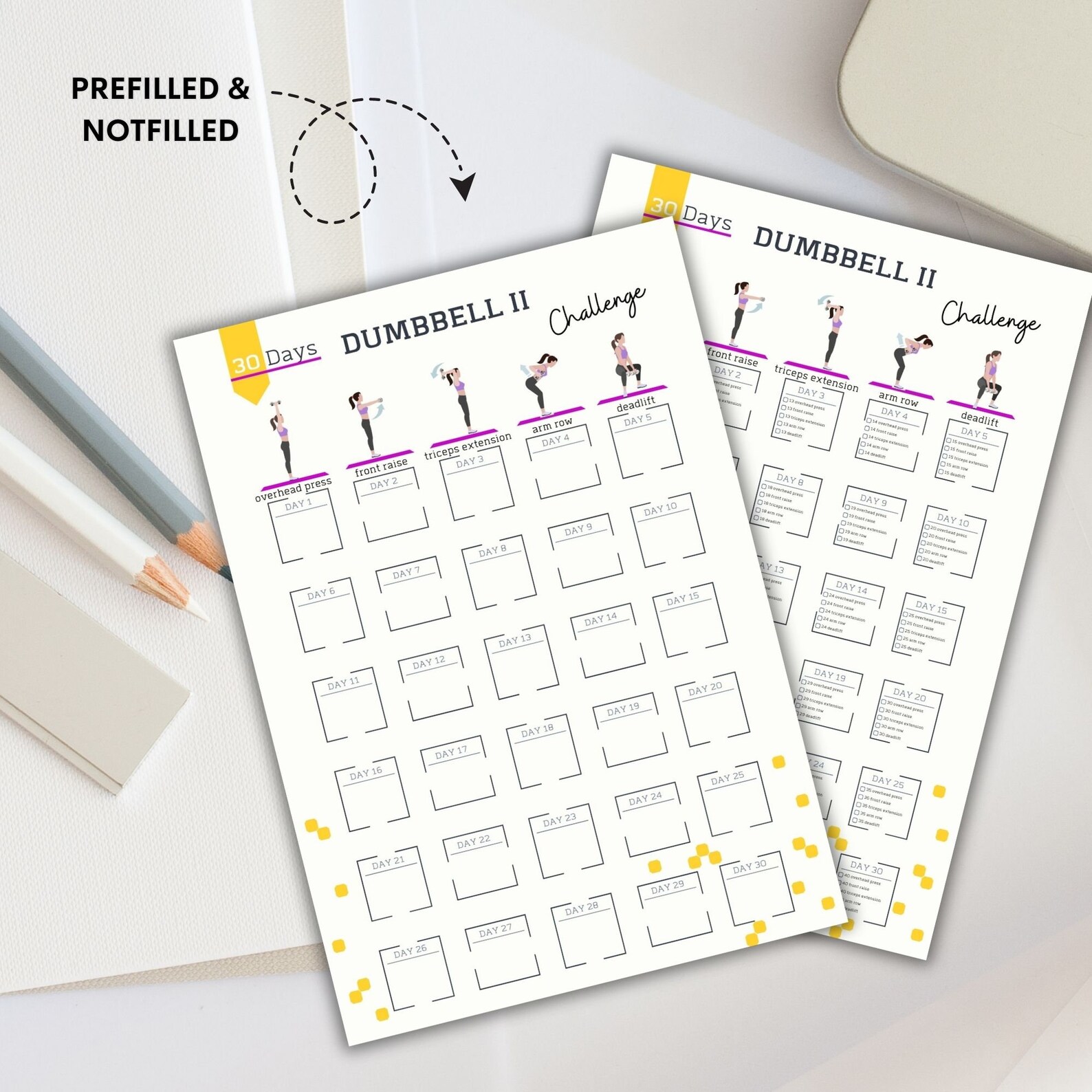 30 Day Dumbbell Challenge 2 | Home Workout | Fitness Planner | Tracker ...