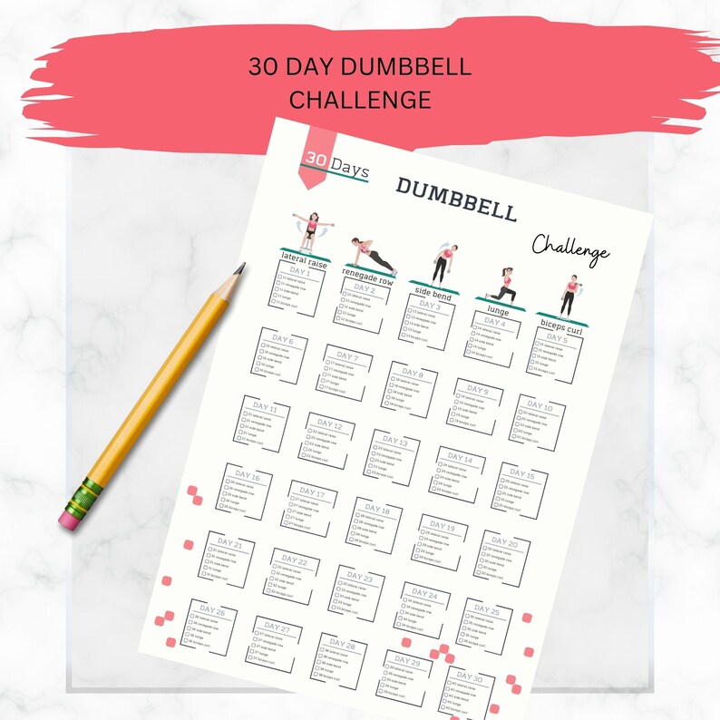 30 Day Dumbbell Challenge Home Workout Fitness Tracker - Etsy