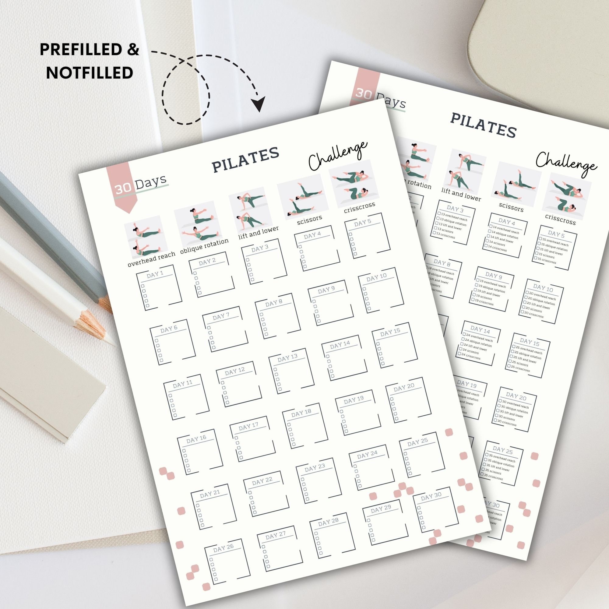 30 Day Pilates Challenge | Lose Belly Fat | Pilates | House Workout ...