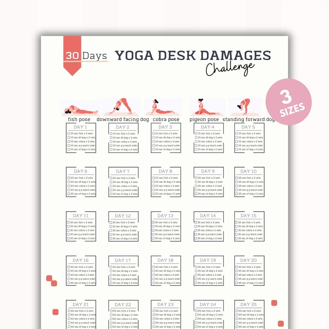 30 Day Yoga Desk Challenge Planner (digital Download) - Etsy