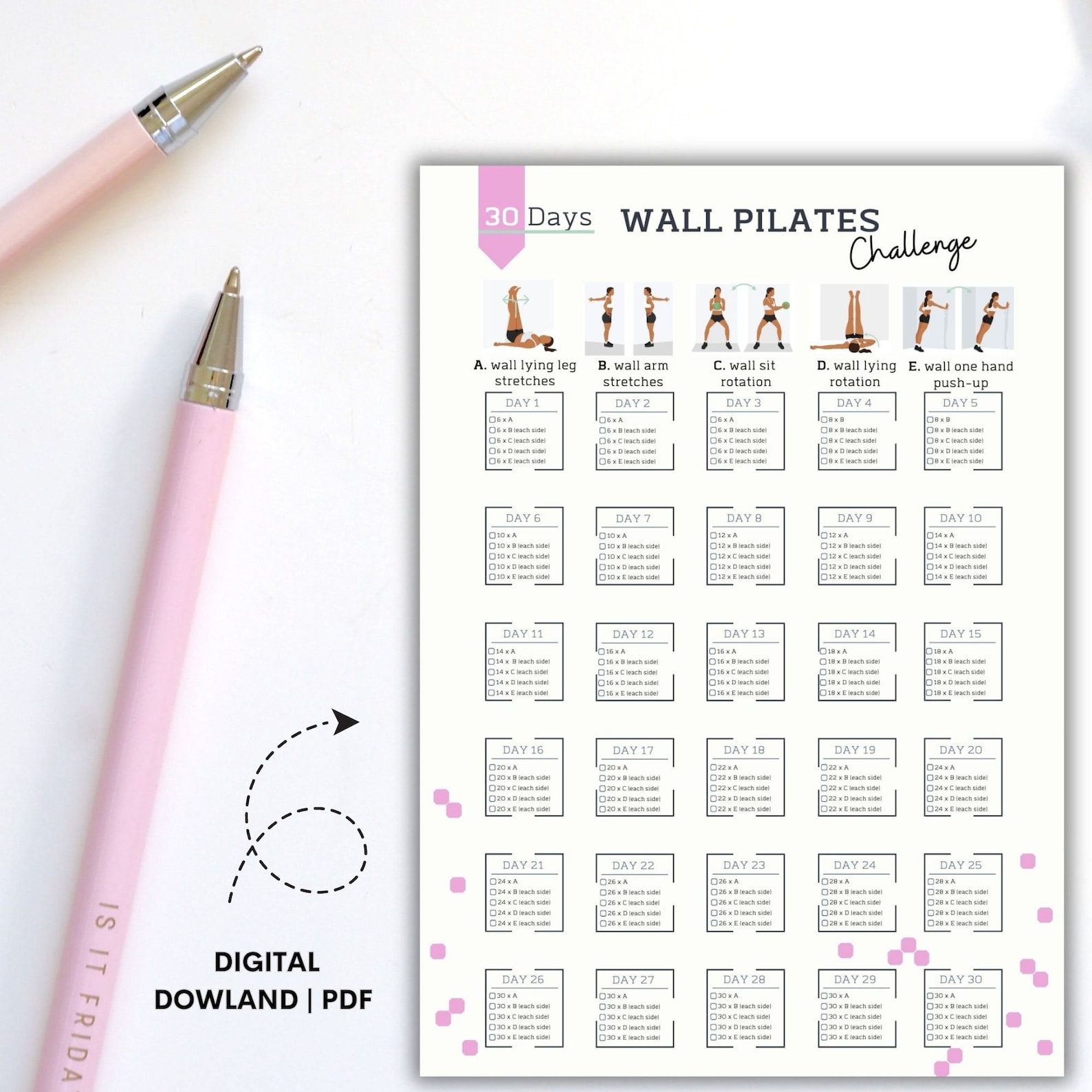 30 Day Wall Pilates Challenge Wall Pilates Workout Digital Quick ...