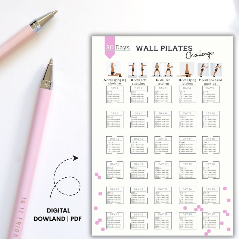 30 Day Wall Pilates Challenge Wall Pilates Workout Digital Quick ...