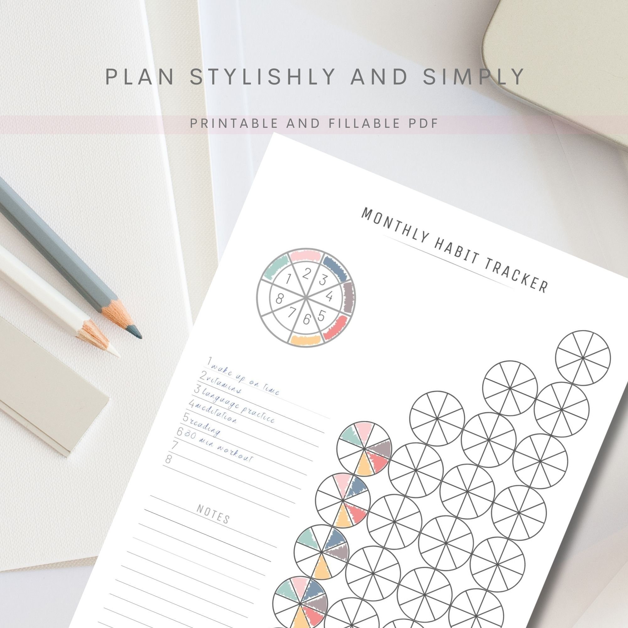 Monthly Habit Tracker | Undated Tracker | Routine Tracker | 30 Day ...