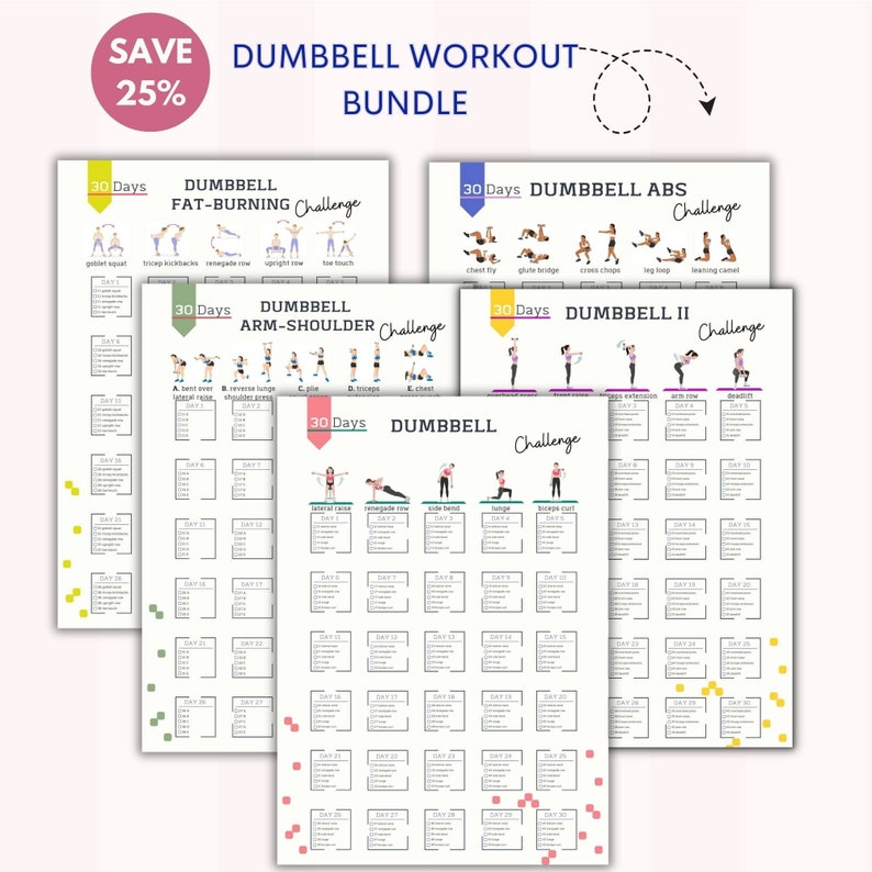 Dumbbell Workout Bundle Dumbbell Fitness Fitness Tracker Printable ...