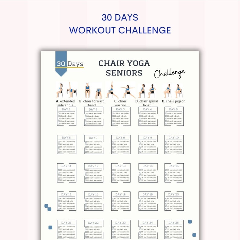 30 Day Chair Yoga Seniors Challenge Chair Workout Chair Yoga Guide ...