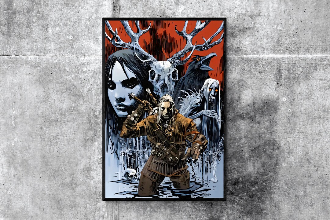 The Witcher Print, Geralt of Rivia, Gaming Digital Art, Game Room Decor ...