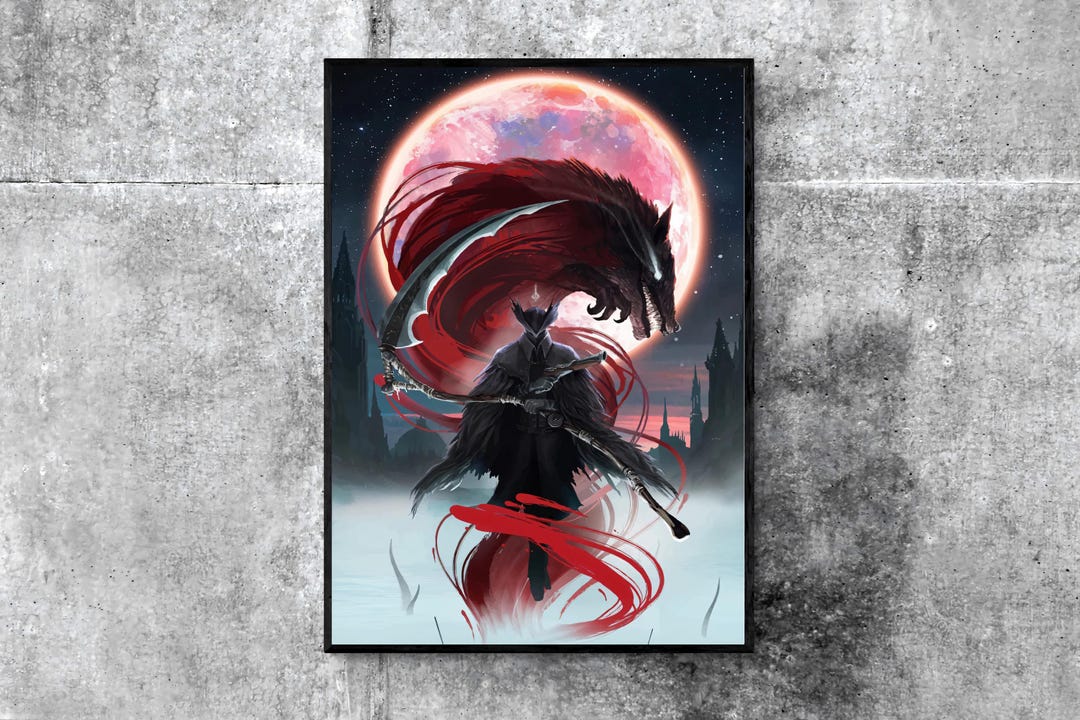 Bloodborne Art Print, Video Game Poster, Hunter's Dream, Gothic Wall ...