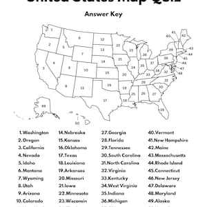 United States Map Quiz Worksheet, 2 Pages - Etsy