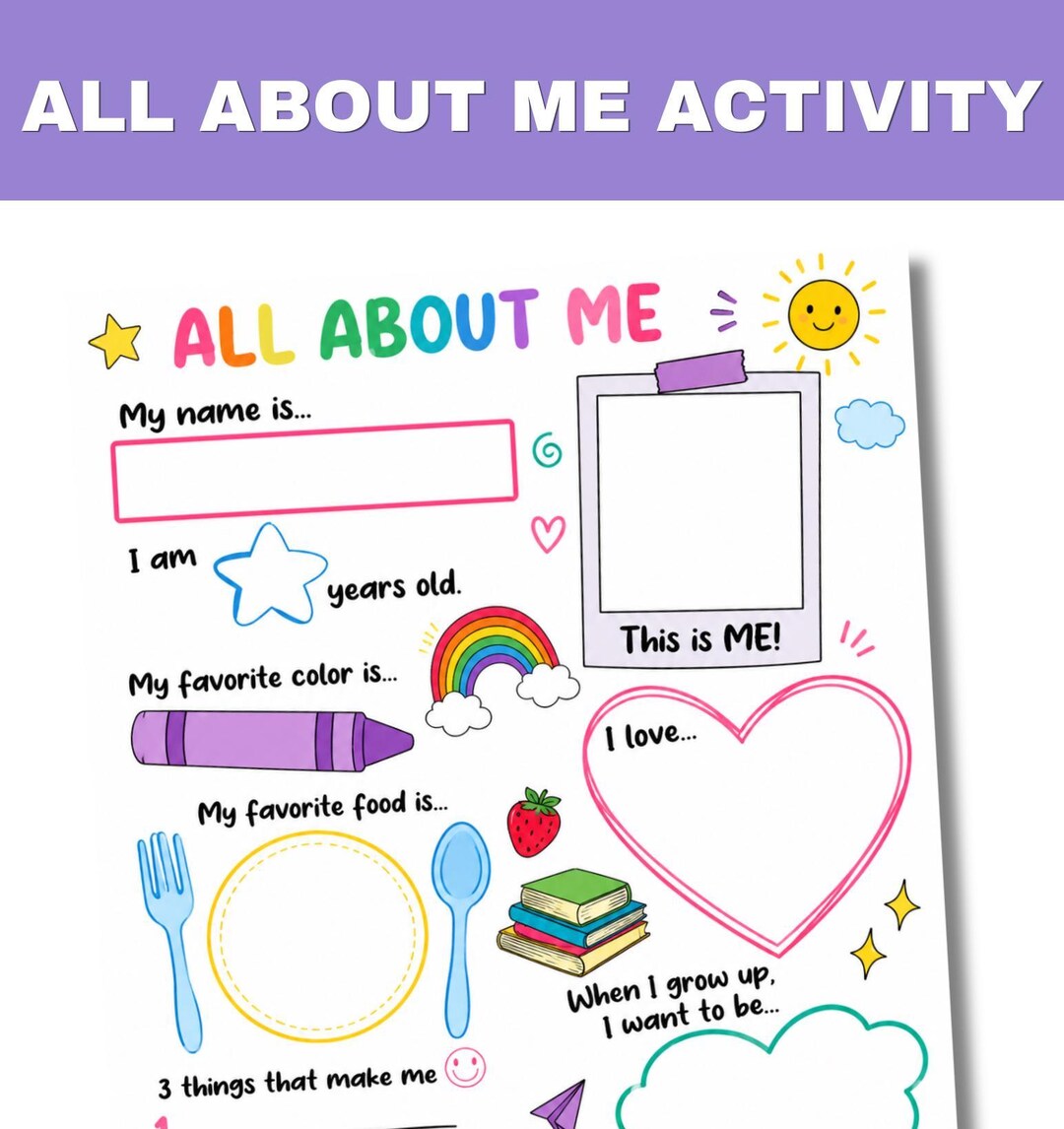 All About Me Worksheet – Printable Back to School Activity for Kids ...