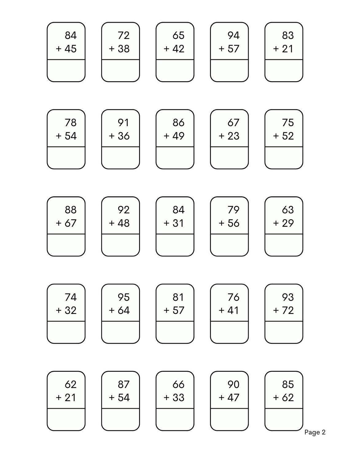 Two Digit Additionworksheets With Answers, 10 Pages - Etsy