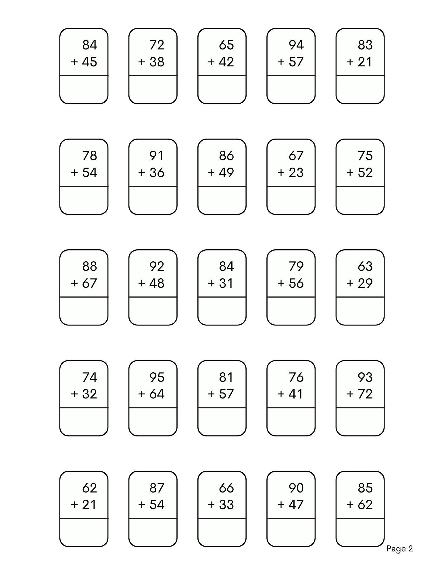 Two Digit Additionworksheets With Answers, 10 Pages - Etsy