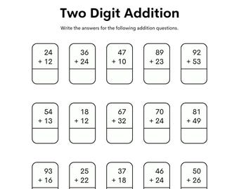 Two Digit Subtraction Worksheets With Answers, 10 Pages - Etsy