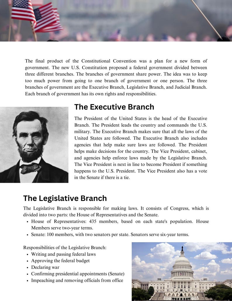 Branches of Government Worksheets | US Government Activities | Civic ...
