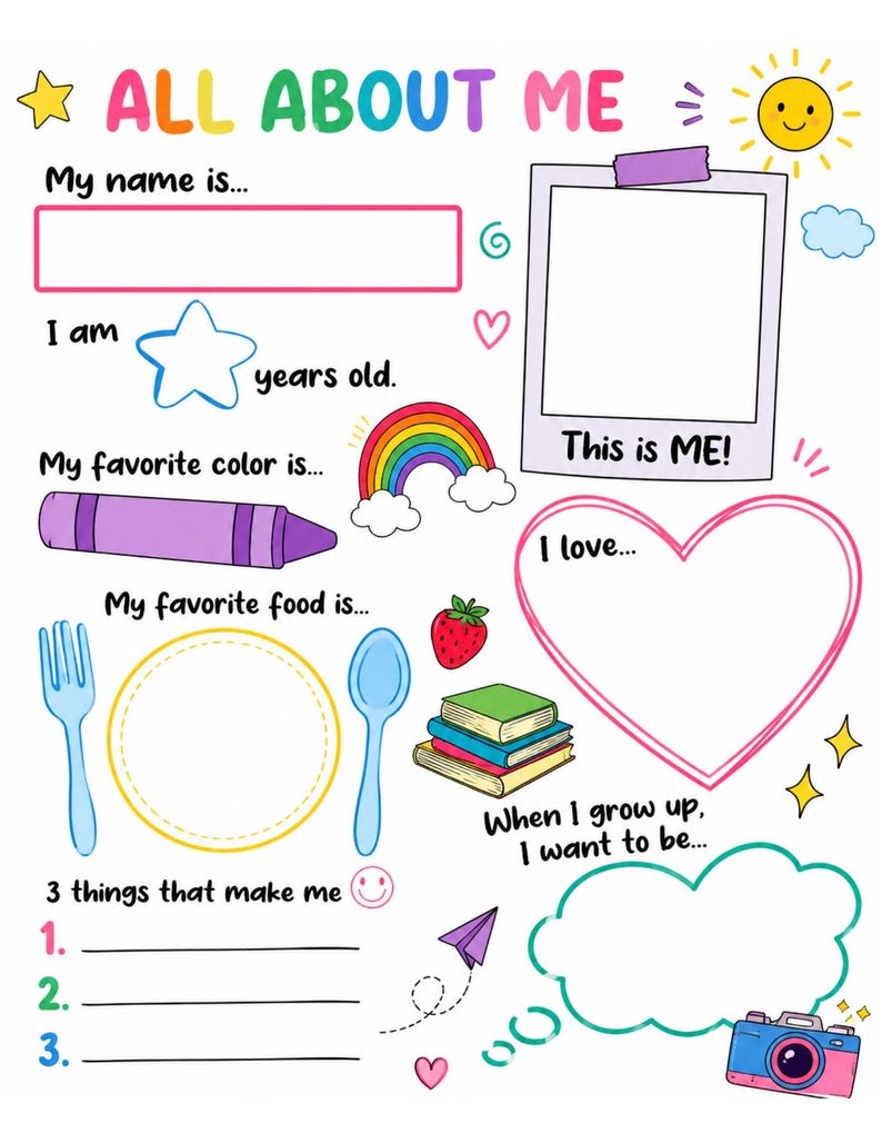 All About Me Worksheet – Printable Back to School Activity for Kids ...