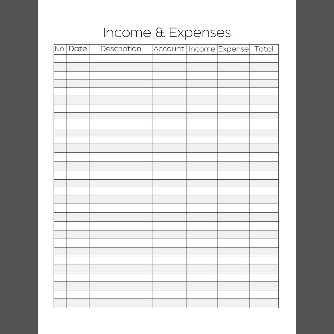 Income & Expense Ledger Book Interior - Etsy