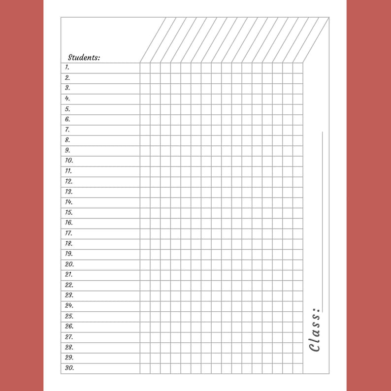Teacher Record Book Interior - Etsy