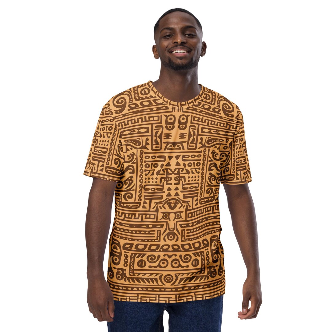 Men's Graphic (AOP) T-shirt, African Tribal Print Shirt, Bold Ethnic ...