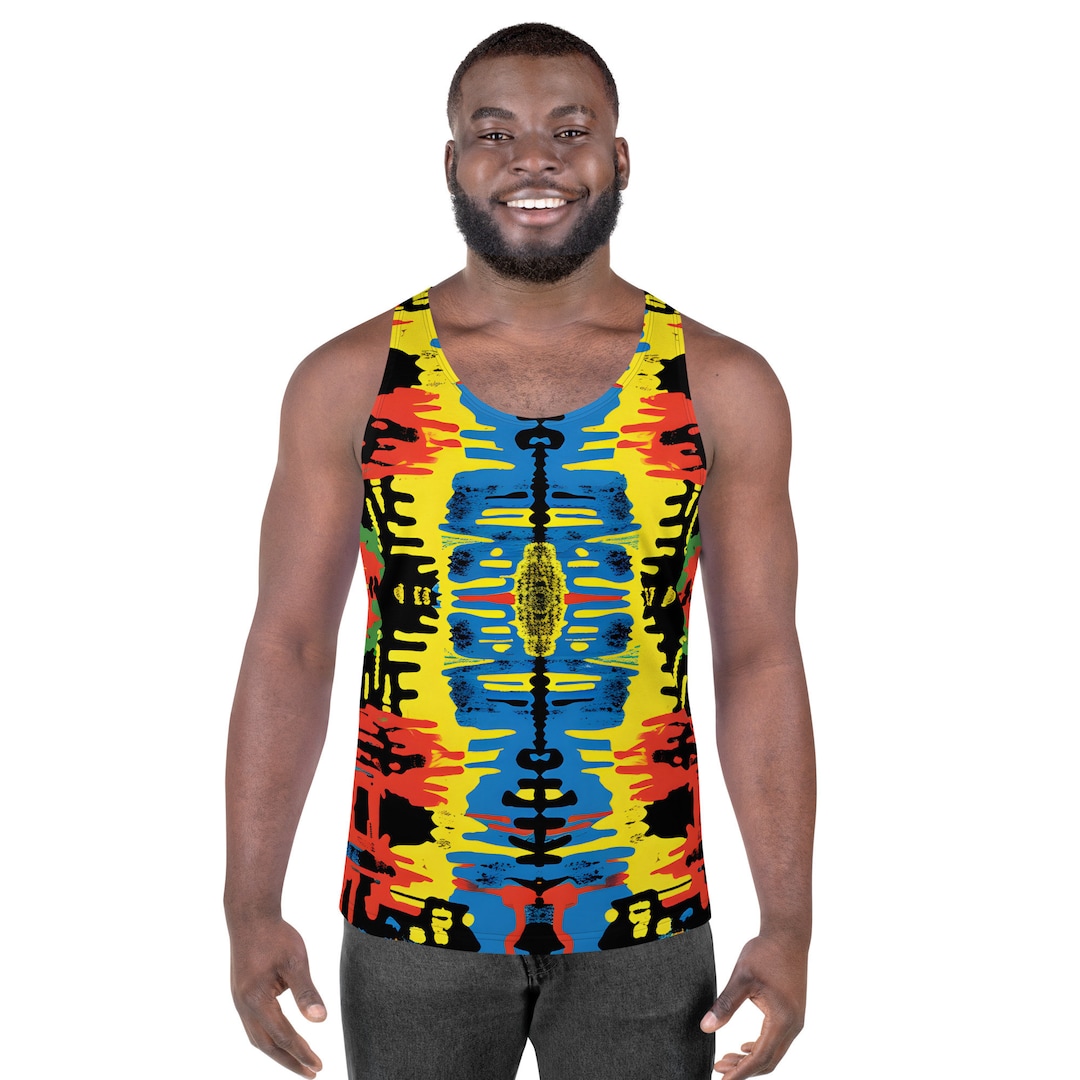 African Tie-dye (AOP) Unisex Tank Top, Vacation Tank Top, African Vibe ...