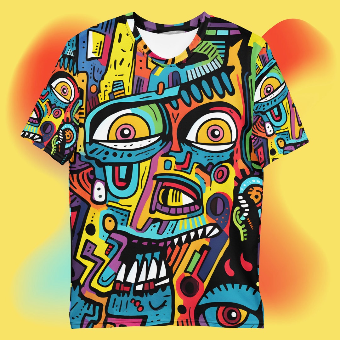 Men's Psychedelic All Over Print New Wave Trippy T-shirt - Etsy