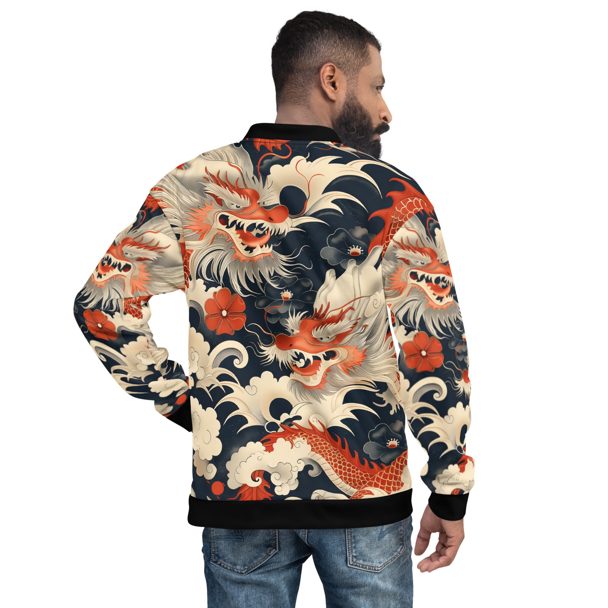 Graphic Japanese Dragon Art (AOP) Unisex Bomber Jacket Gift for Friend ...