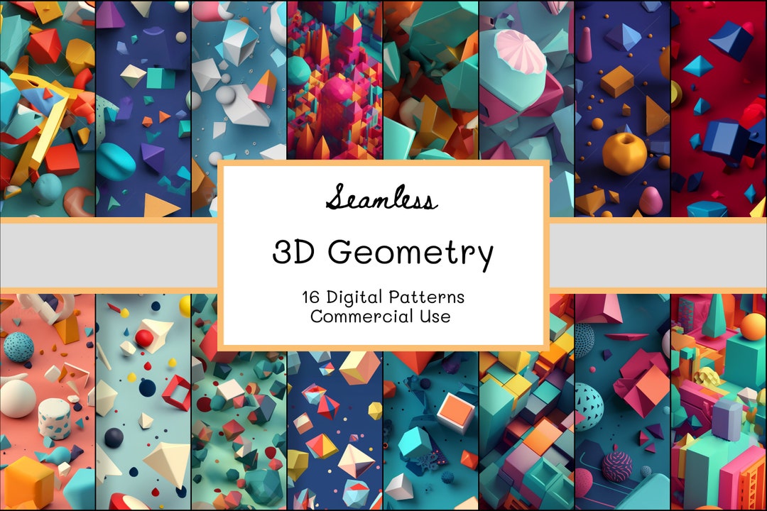 3D Geometric Shapes Seamless Digital Patterns Set - Etsy