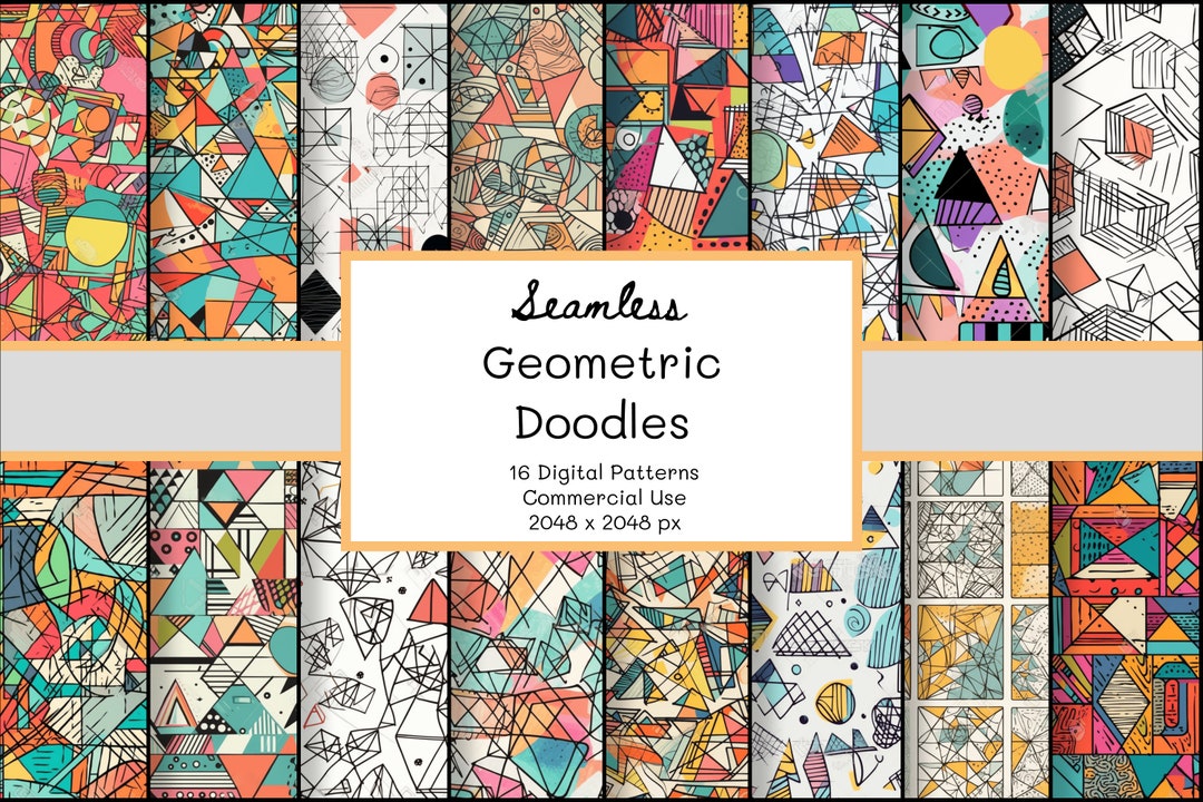 Geometric Doodles Seamless Digital Patterns Set - Etsy