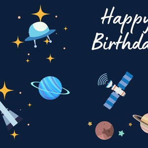 Printable Space Birthday Card, Downloadable Space Birthday Card, Cosmos ...