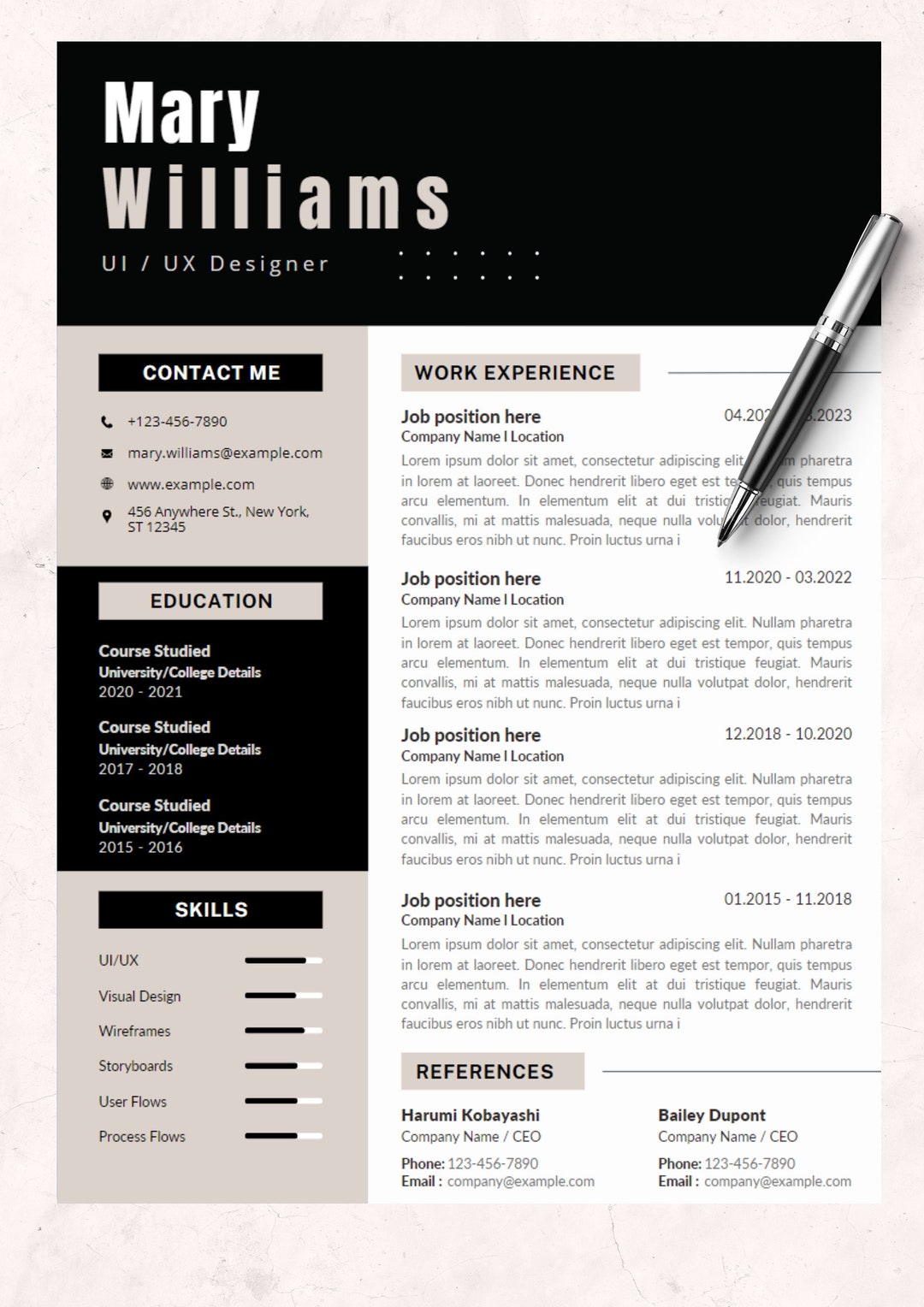 Printable Designer CV Template and Cover Letter - Etsy