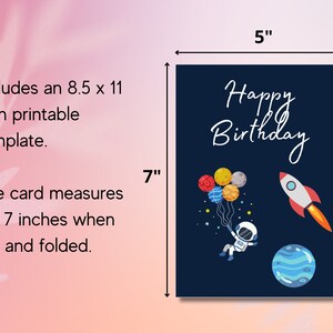 Printable Space Birthday Card, Downloadable Space Birthday Card, Cosmos ...