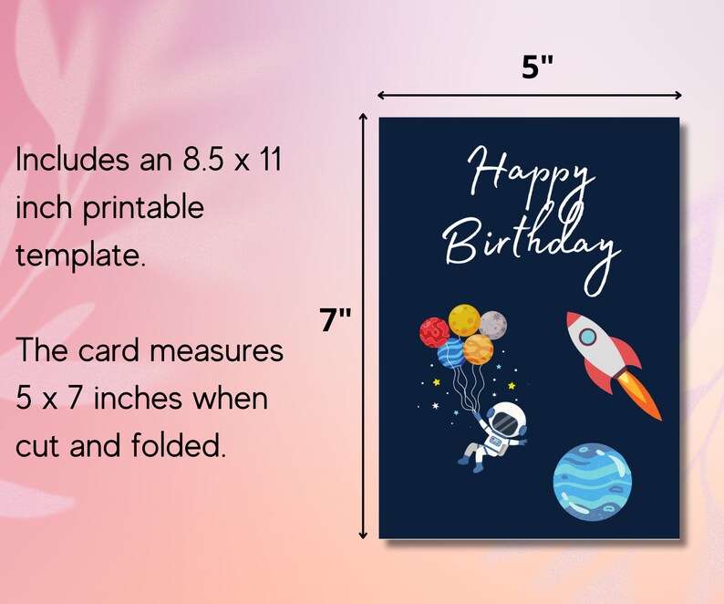 Printable Space Birthday Card, Downloadable Space Birthday Card, Cosmos ...