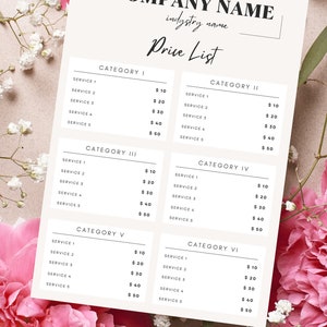 Canva Price List Template, Pricelist Template - Etsy Canada