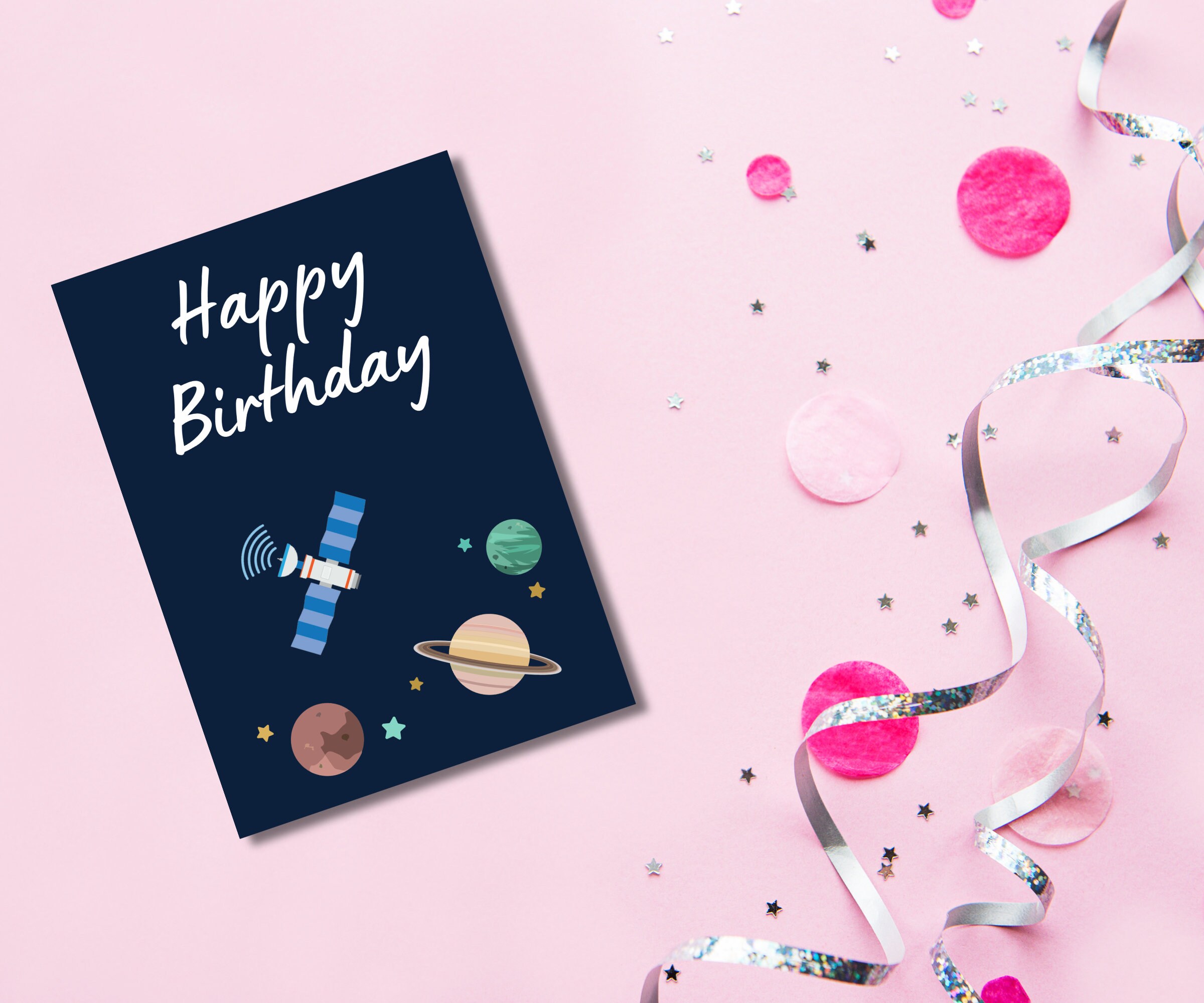 Printable Space Birthday Card, Downloadable Space Birthday Card, Cosmos ...
