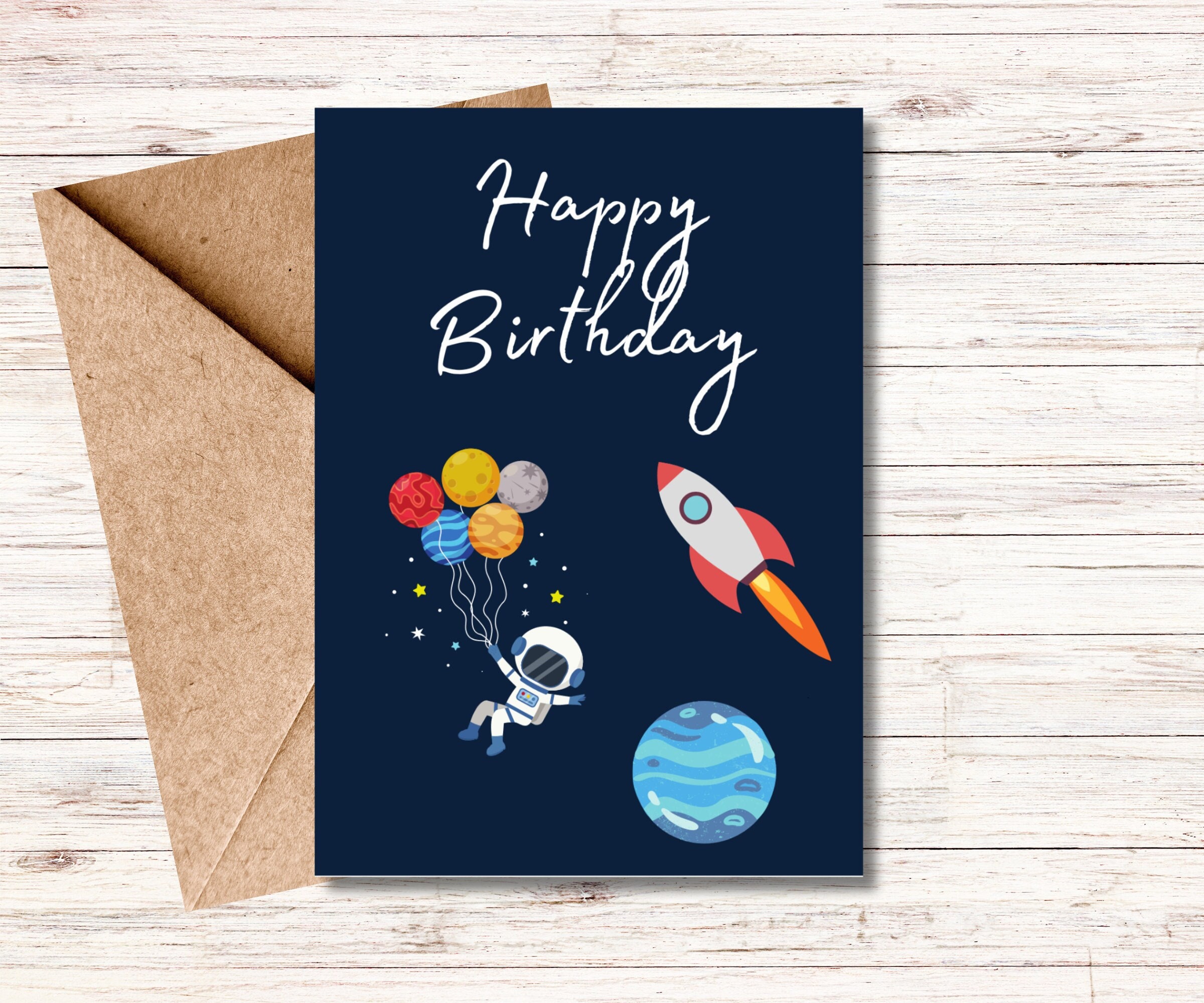 Printable Space Birthday Card, Downloadable Space Birthday Card, Cosmos ...