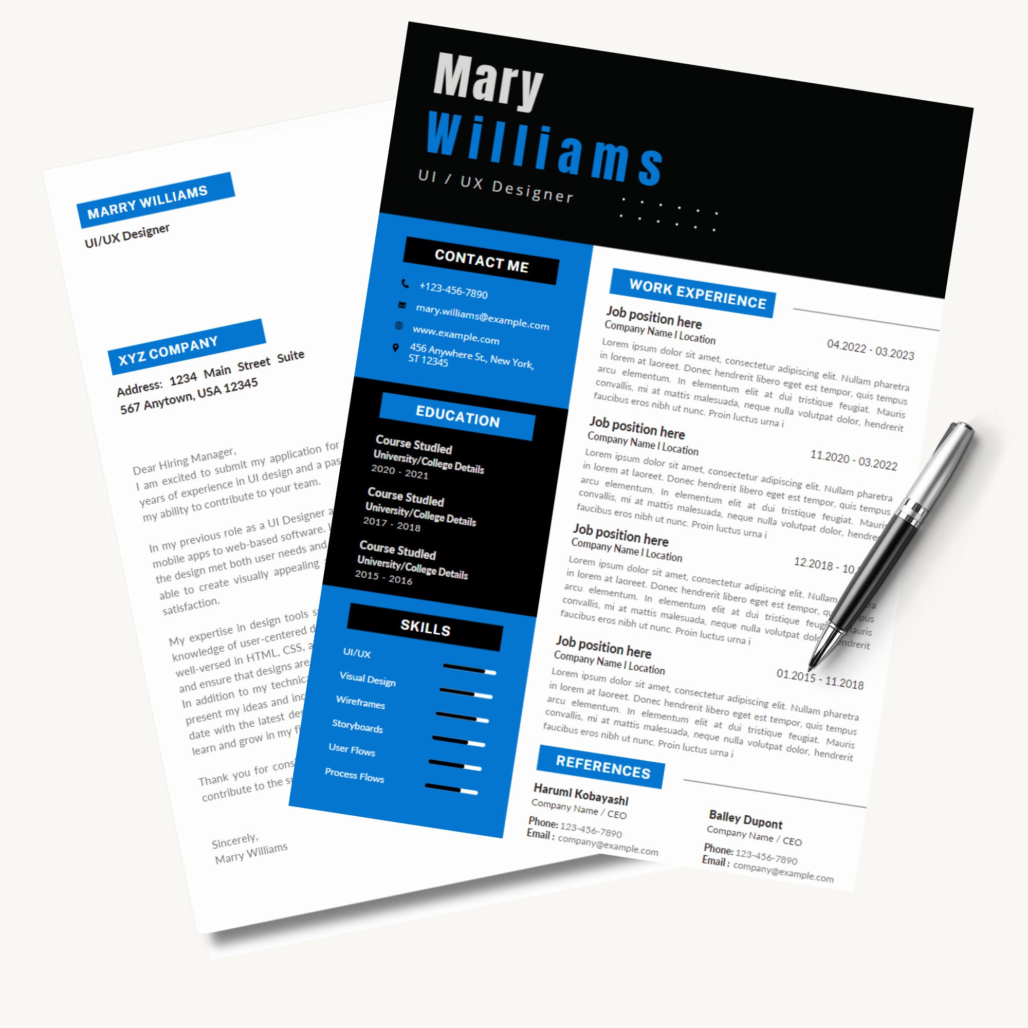 Printable Designer CV Template and Cover Letter - Etsy
